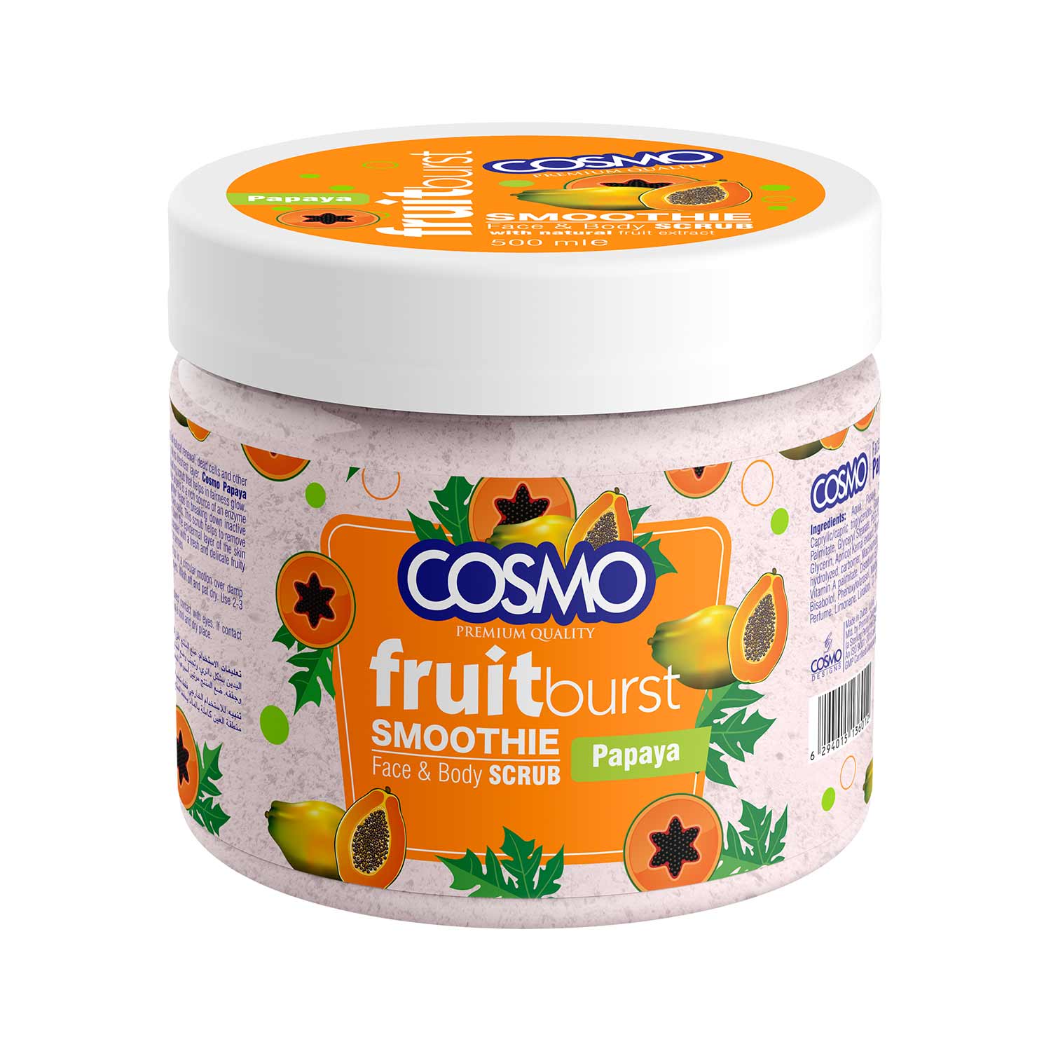 Cosmo Ansigt og krops Scrub 500ml Papaya – Dollarstore.dk
