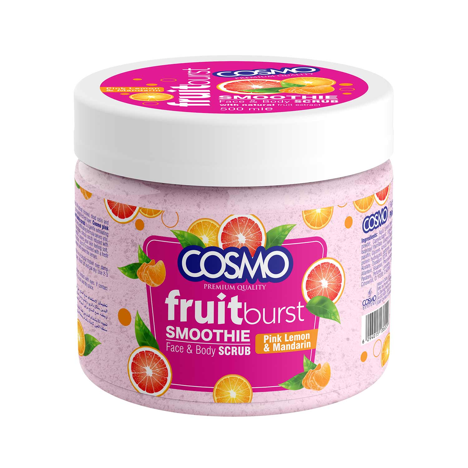 Cosmo Ansigt og krops Scrub 500ml Pink Lemon & Mandarin – Dollarstore.dk