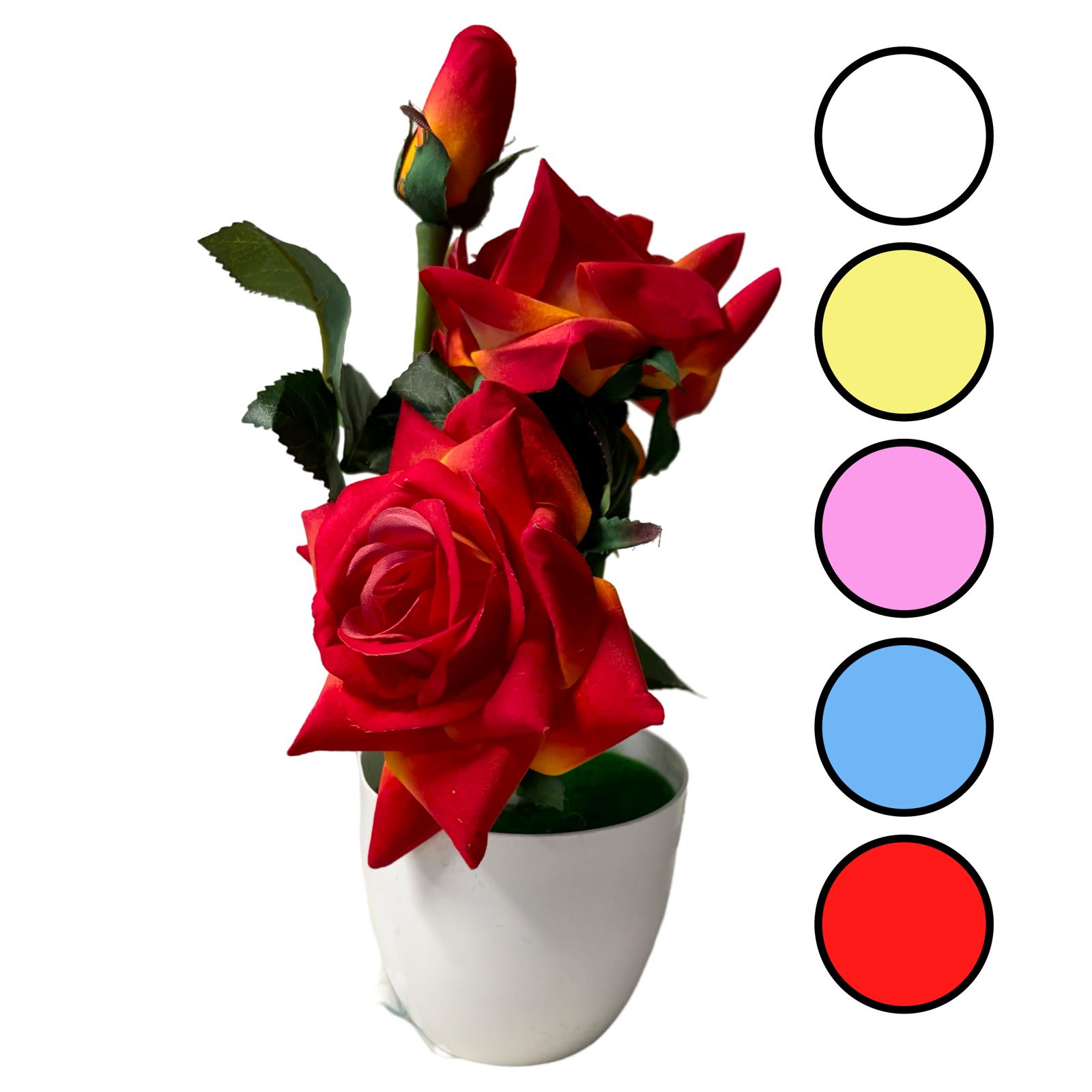 Kunstige Roser Buket i Plastik Potte ca. 29x15 cm – Dollarstore.dk
